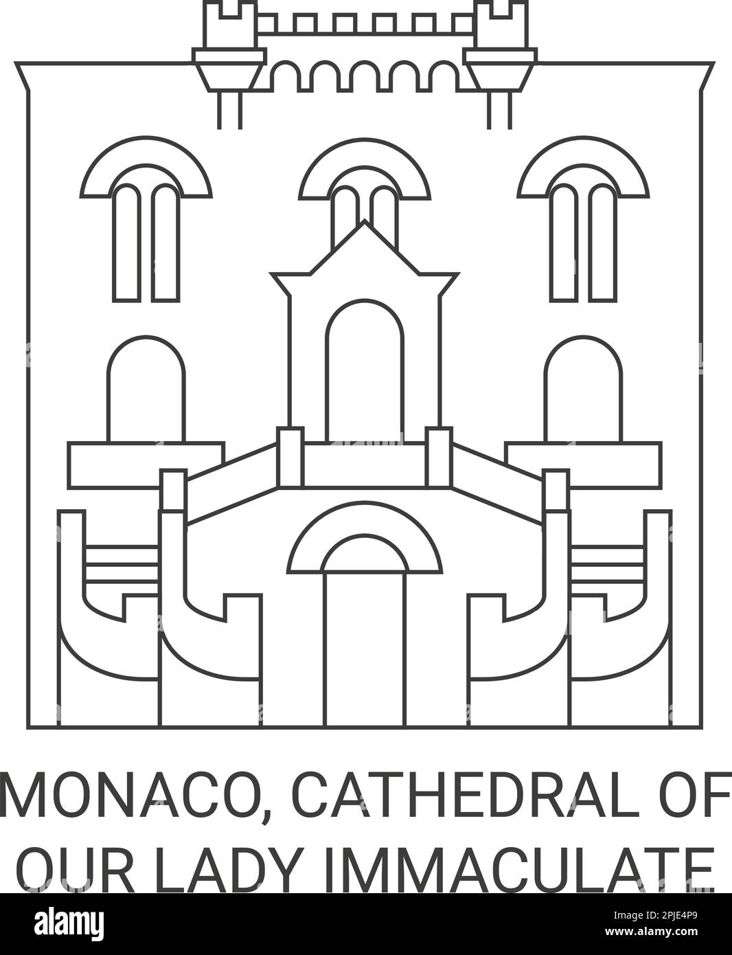 Monaco, Cathedral Of Our Lady Immaculate travel landmark vector ...