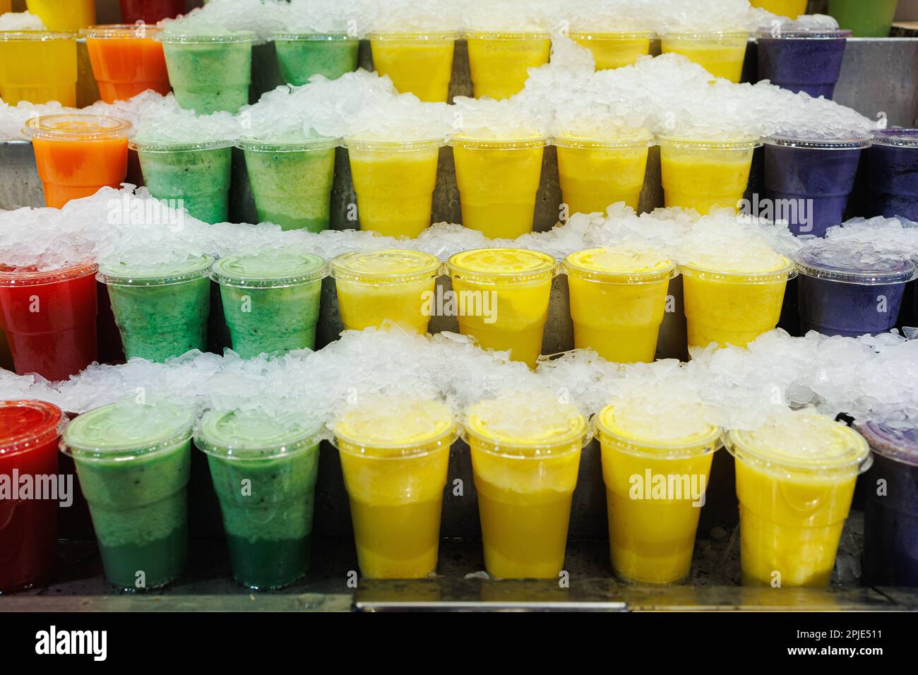 Iced Fruit Smoothies in the flavors of Banana, Grapefruit, Orange, Kiwi ...