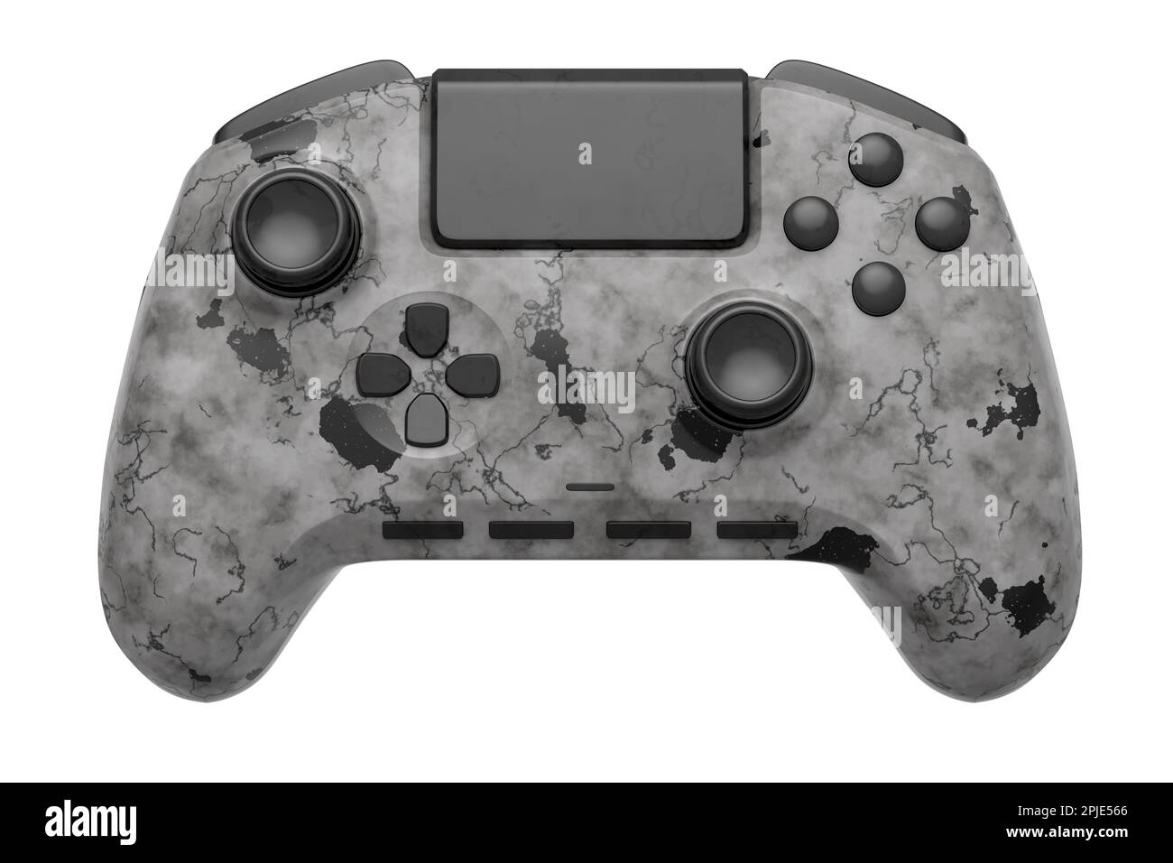 Realistic video game joystick with black marble texture on white ...