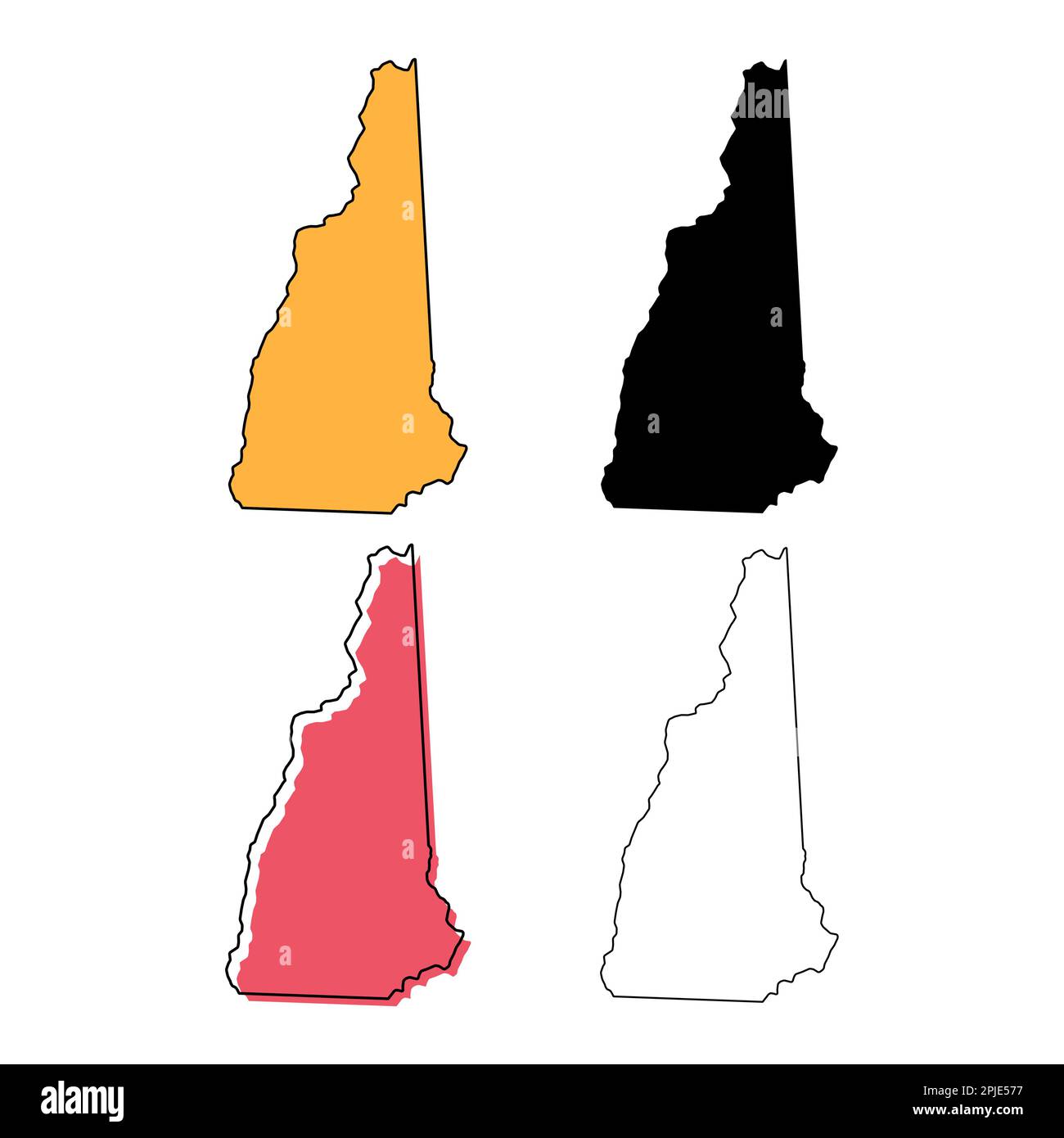 Set of New Hampshire map, united states of america. Flat concept vector ...