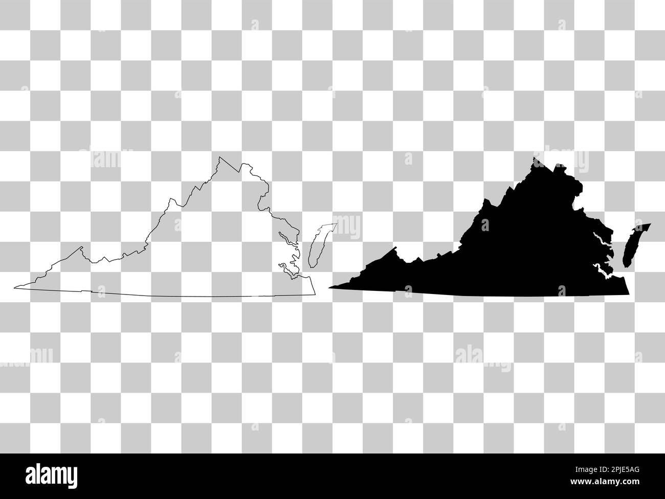 Set of Virginia map shape, united states of america. Flat concept icon ...