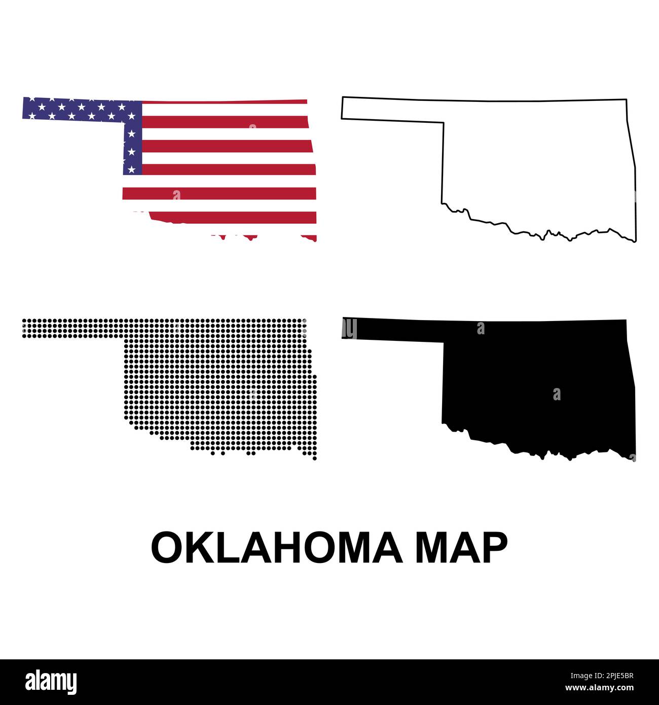 Set of Oklahoma map, united states of america. Flat concept symbol ...