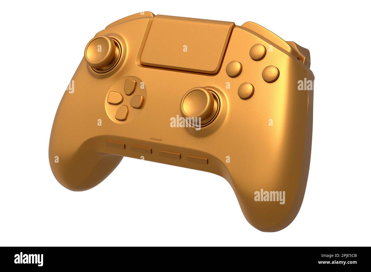 Realistic video game joystick with golden chrome texture isolated on ...