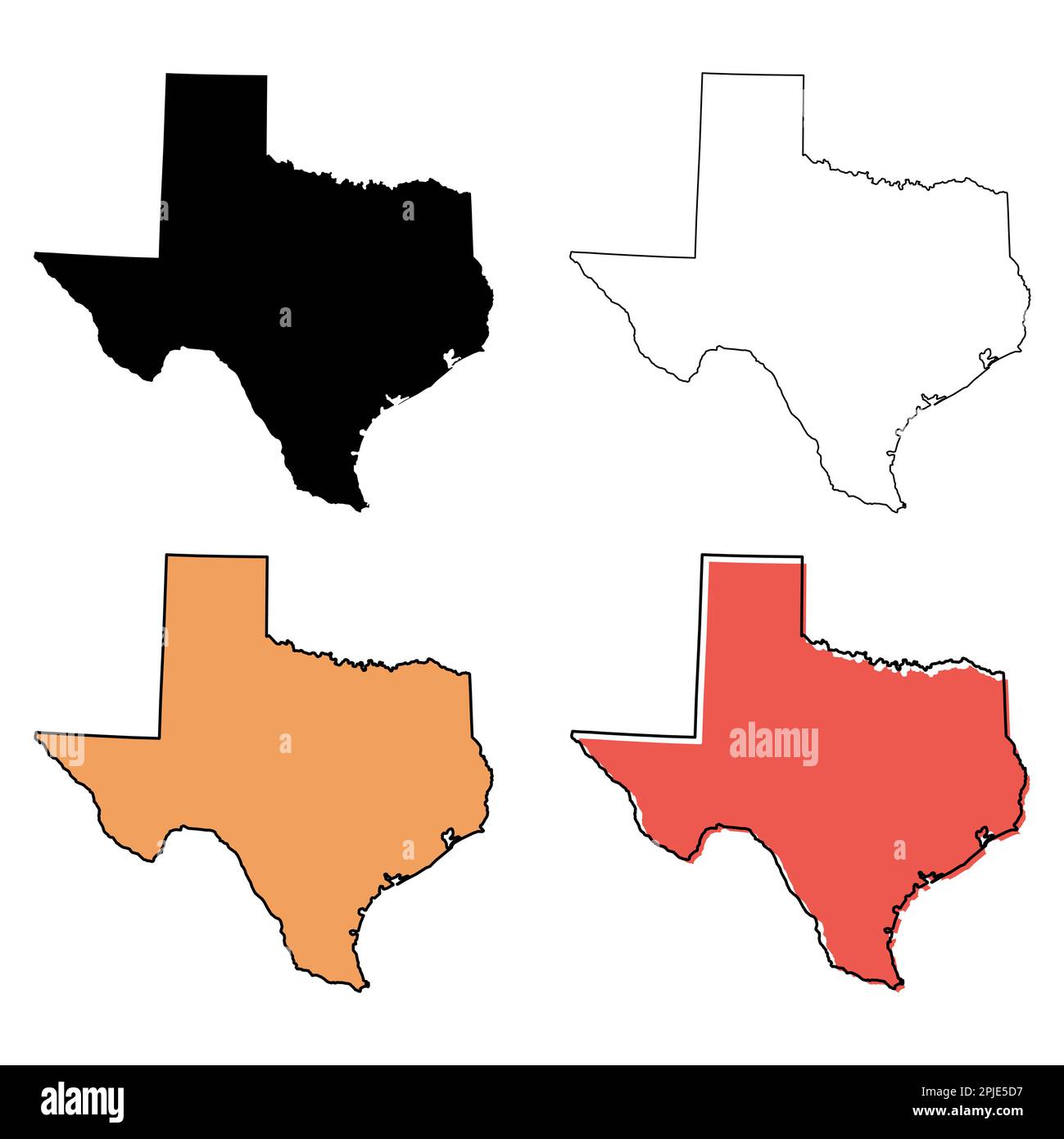 Set of Texas map shape, united states of america. Flat concept vector ...