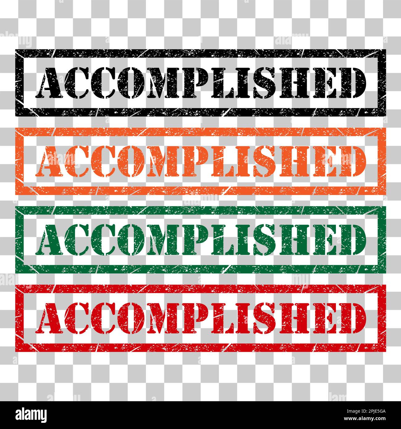 Set of Accomplished stamp symbol, label sticker sign button, text banner vector illustration ...