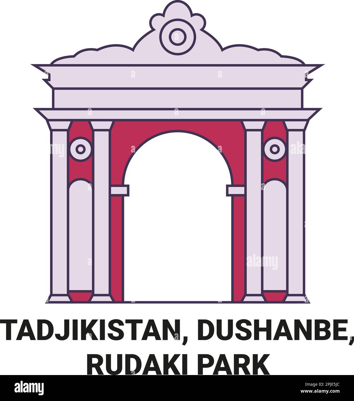 Tadjikistan, Dushanbe, Rudaki Park travel landmark vector illustration ...