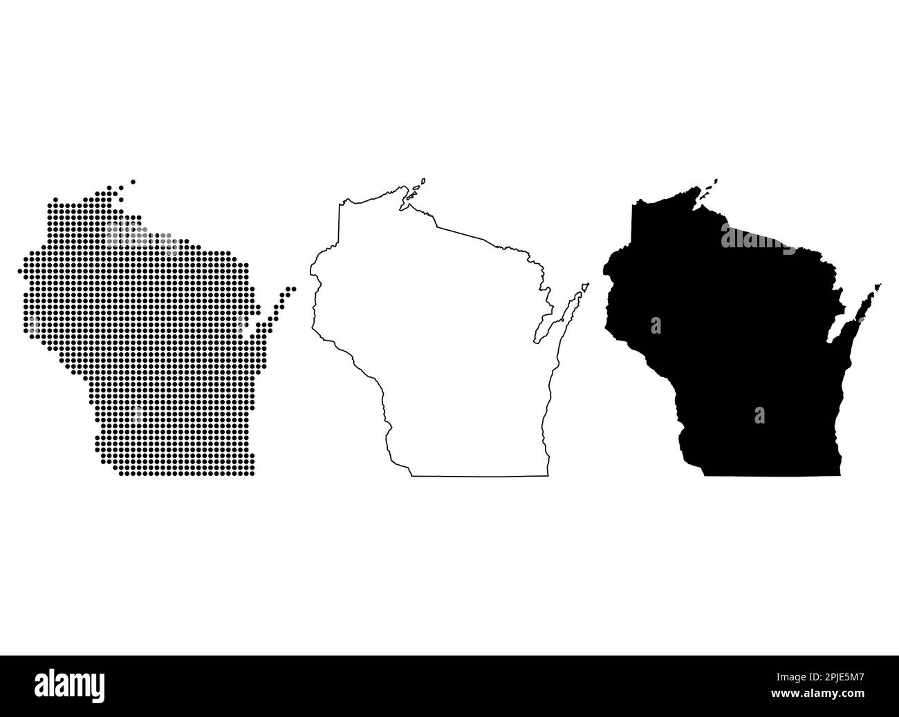 Set of Wisconsin map shape, united states of america. Flat concept icon ...