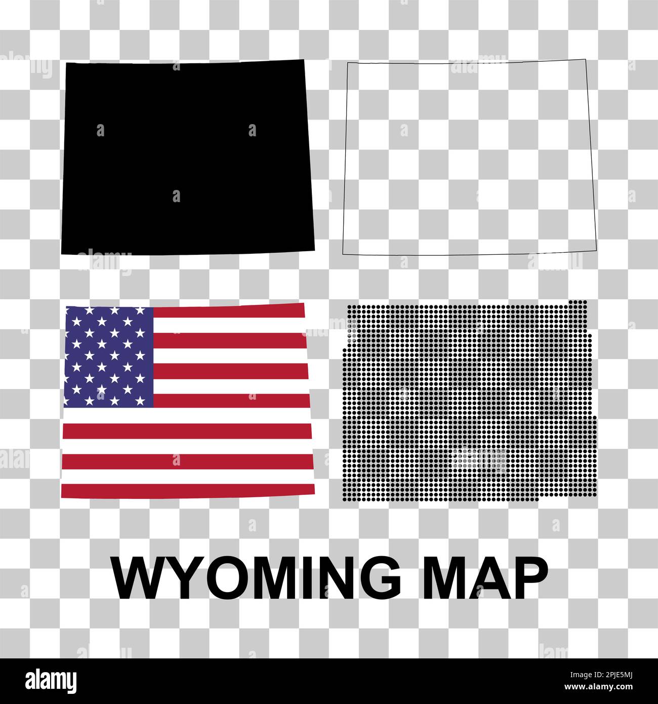 Set of Wyoming map shape, united states of america. Flat concept icon ...