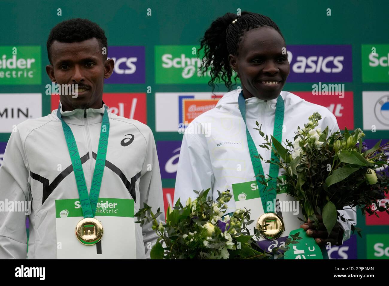 Paris marathon winner in the men's category Ethiopia's Abeje Ayana ...
