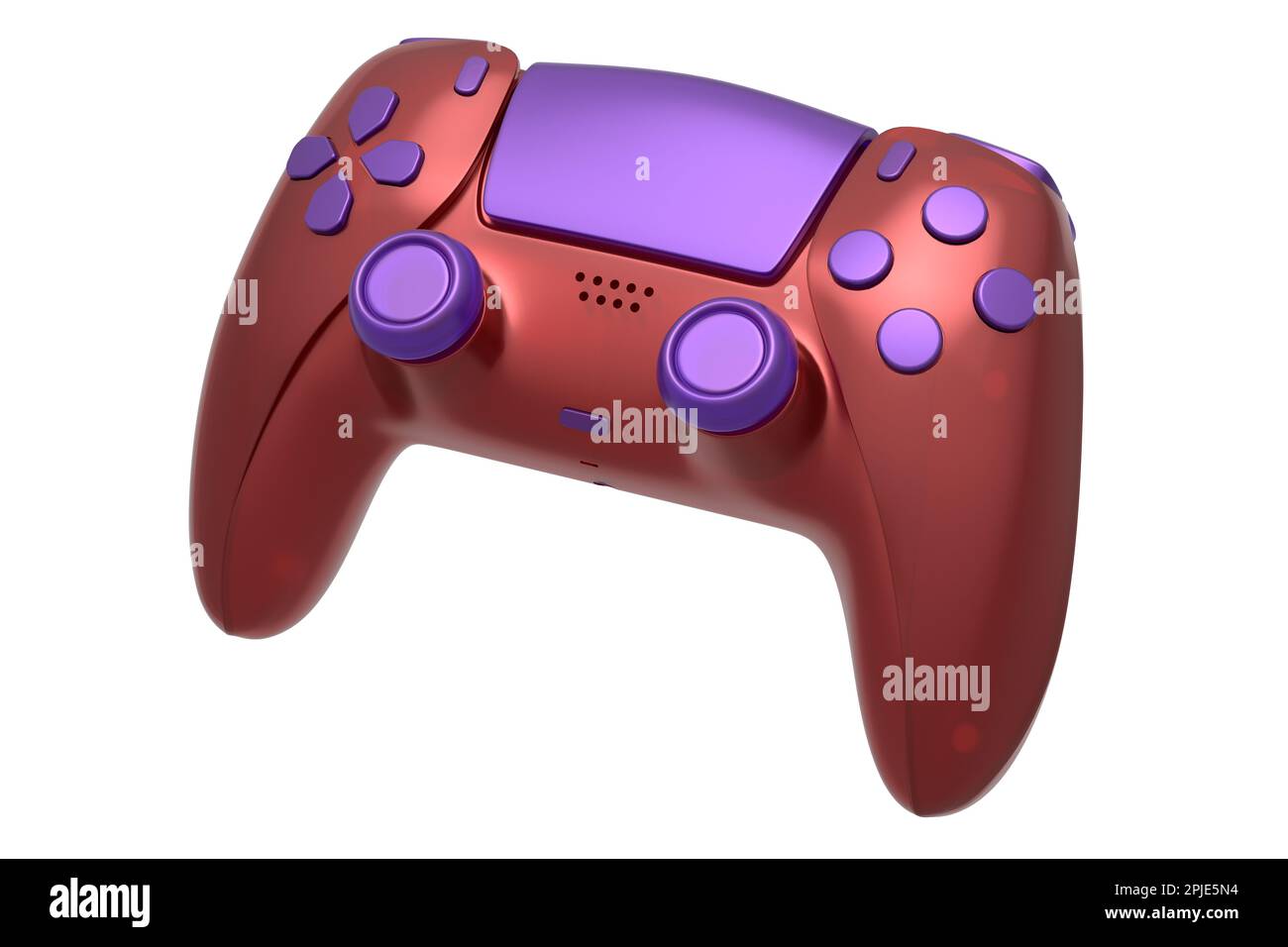 Realistic video game joystick with violet chrome texture isolated on ...