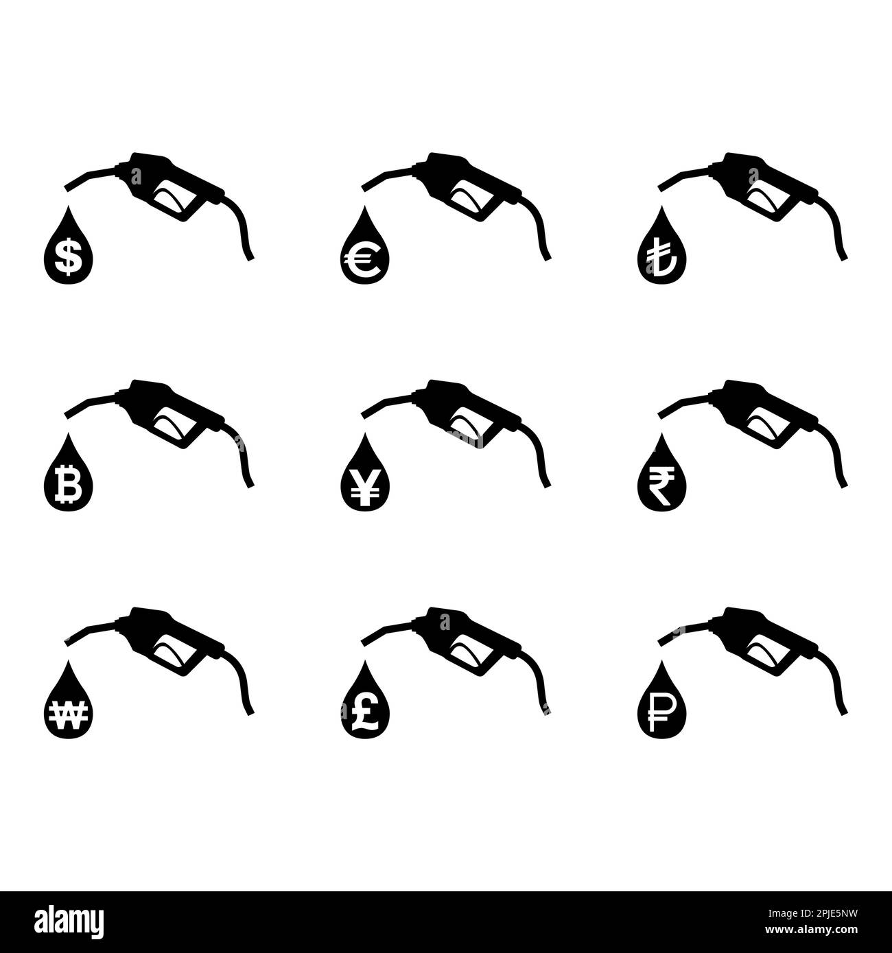 Set of Gas station icon, nozzle vector, pump gasoline design, oil power ...