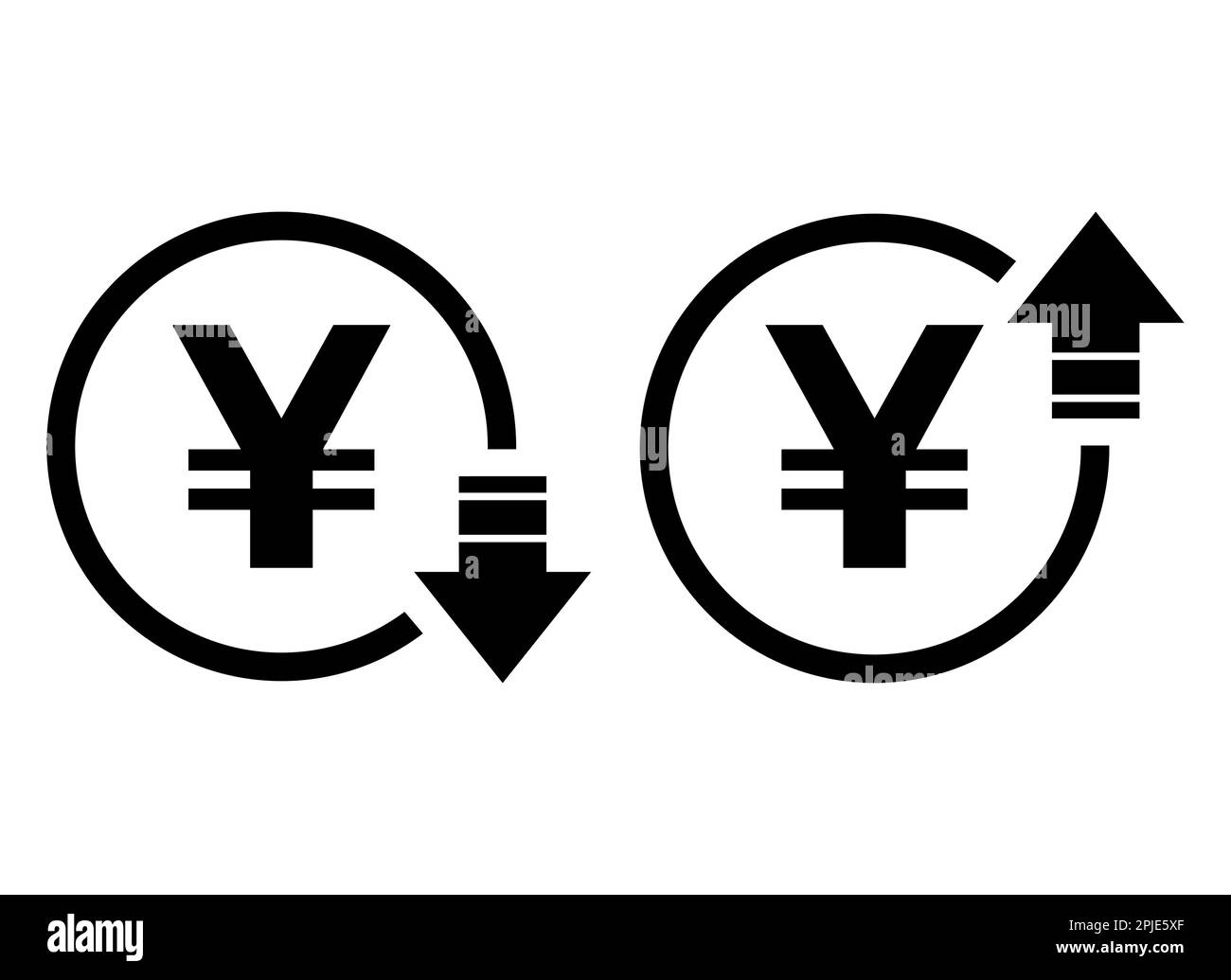 Set of cost symbol yuan increase and decrease icon. Money vector symbol isolated on background ...