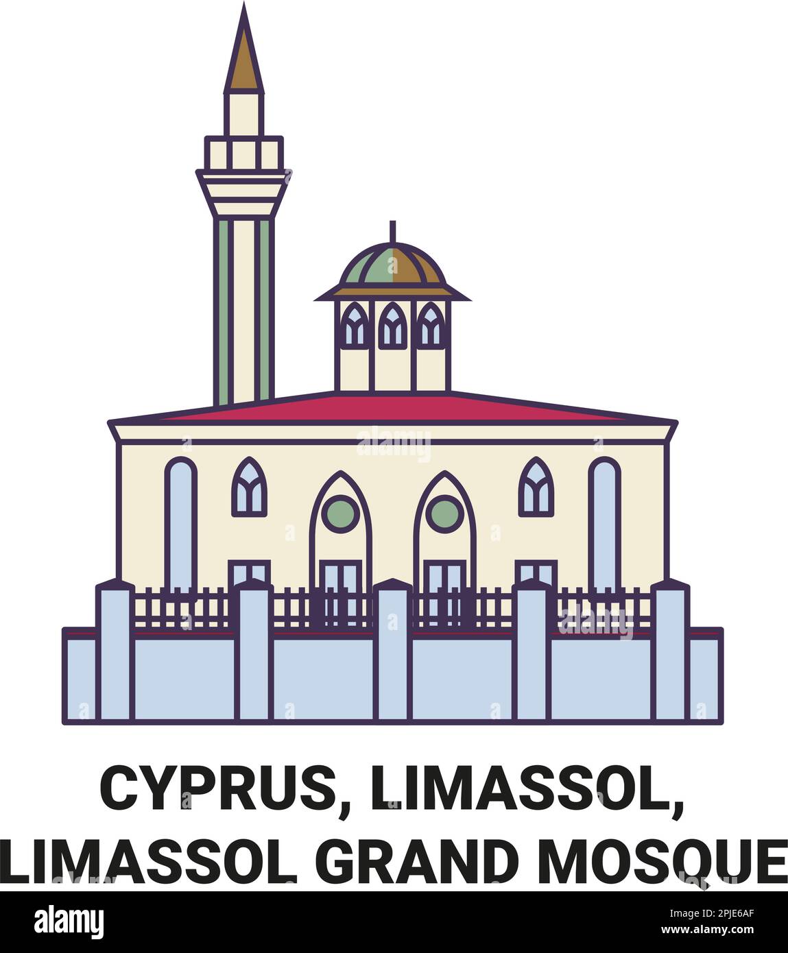 Cyprus, Limassol, Limassol Grand Mosque travel landmark vector ...