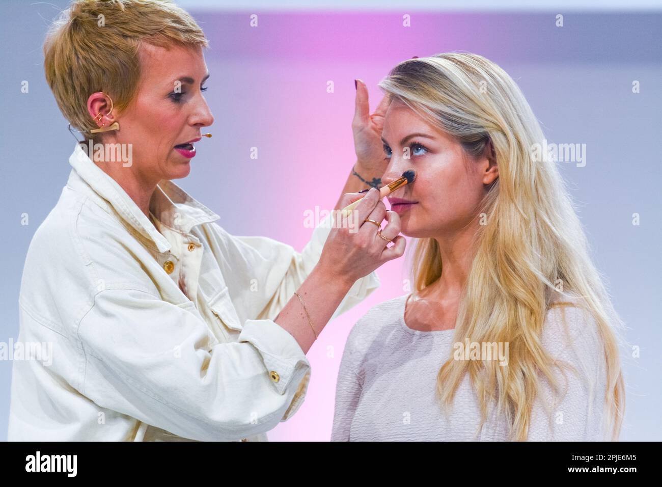 Duesseldorf, Germany. 01st Apr, 2023. Miriam Jacks, the make-up artist ...