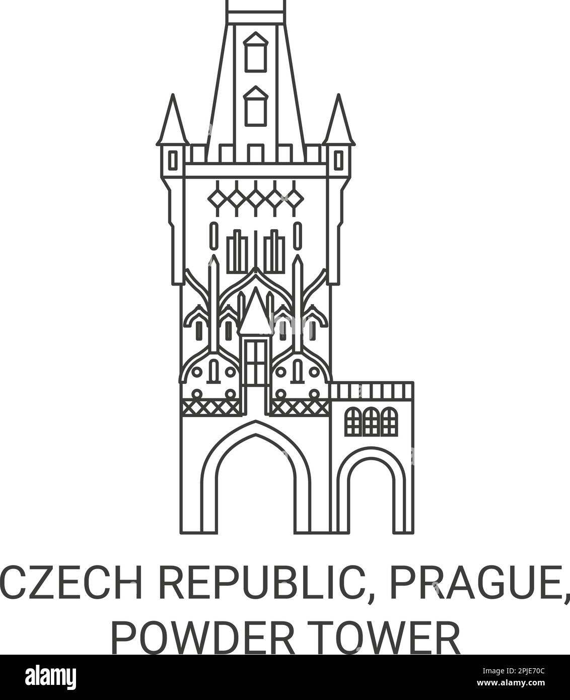 Czech Republic, Prague, Powder Tower travel landmark vector ...