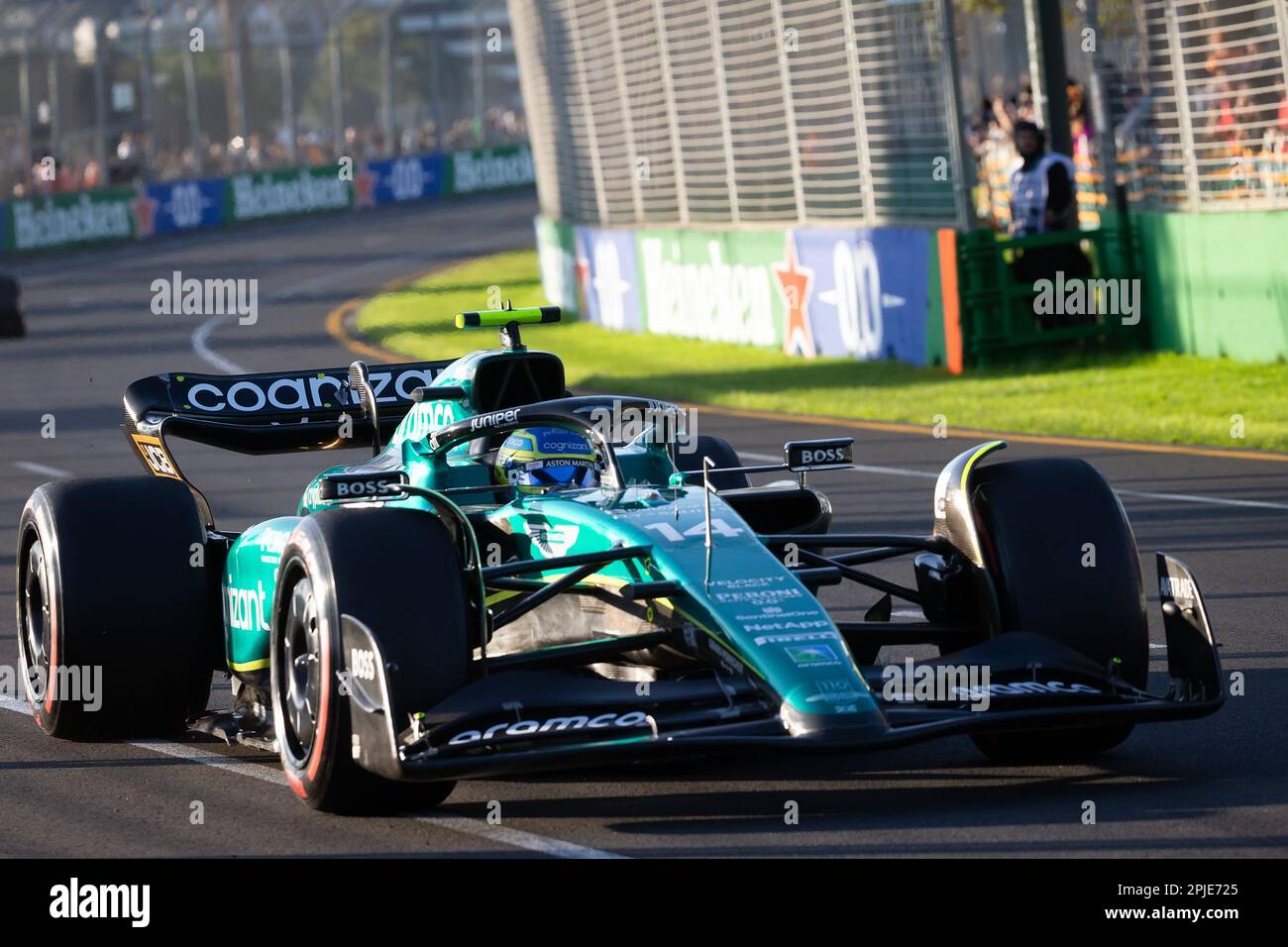Melbourne, Australia, 2 April, 2023. Fernando Alonso (14) driving for ...