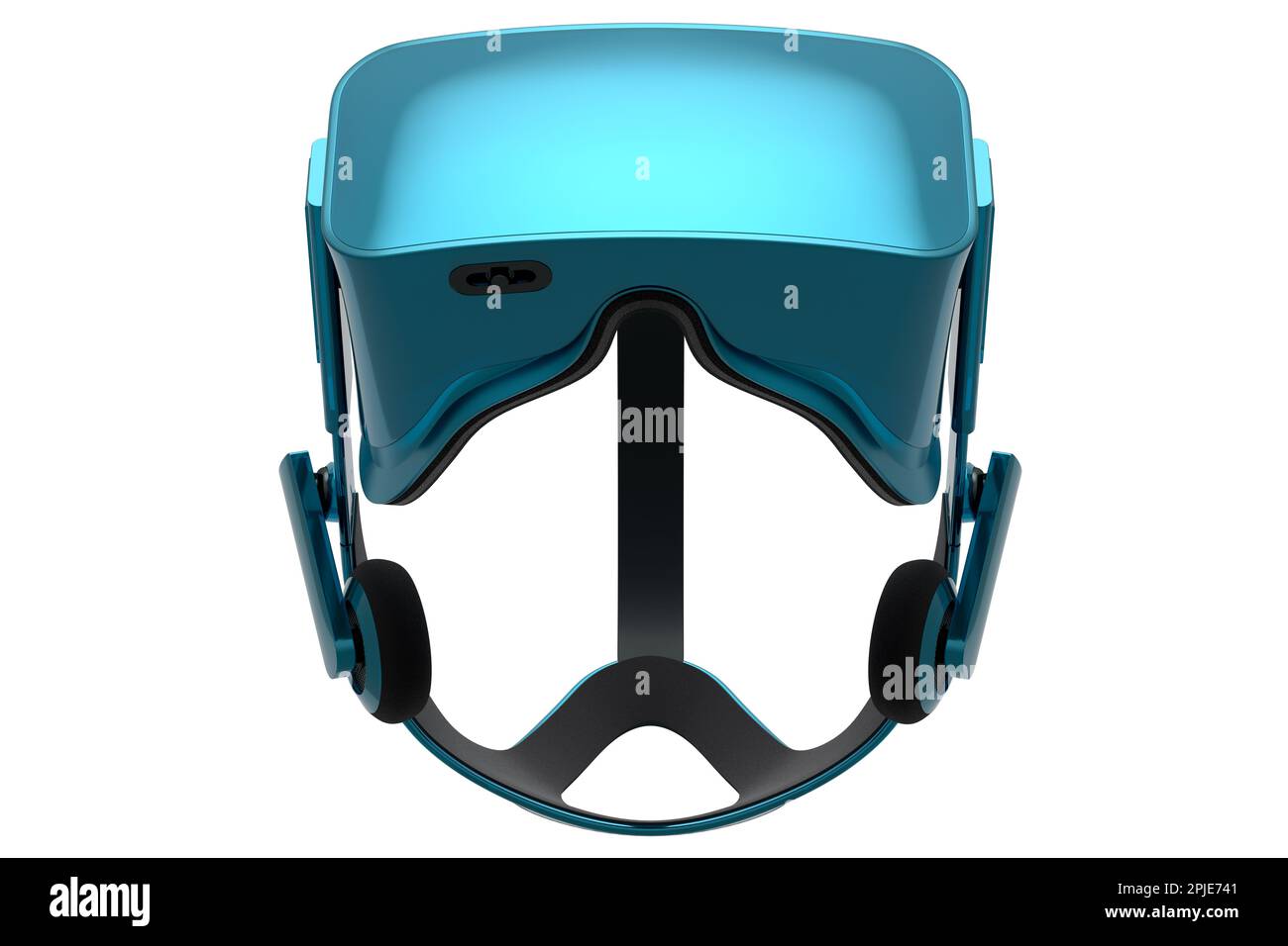 Realistic virtual reality glasses with blue chrome texture isolated on ...