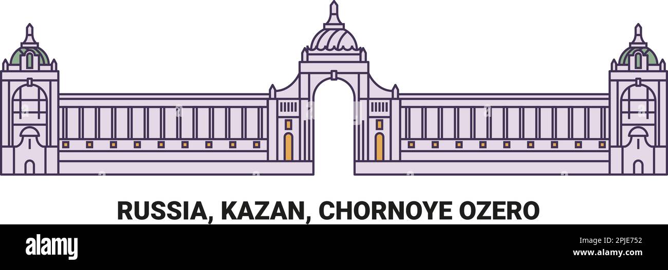 Russia, Kazan, Chornoye Ozero, travel landmark vector illustration ...