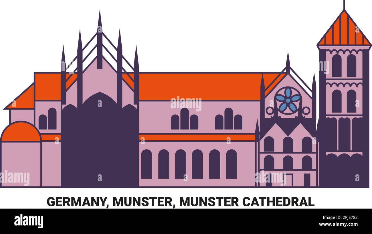 Germany, Munster, Munster Cathedral travel landmark vector illustration ...