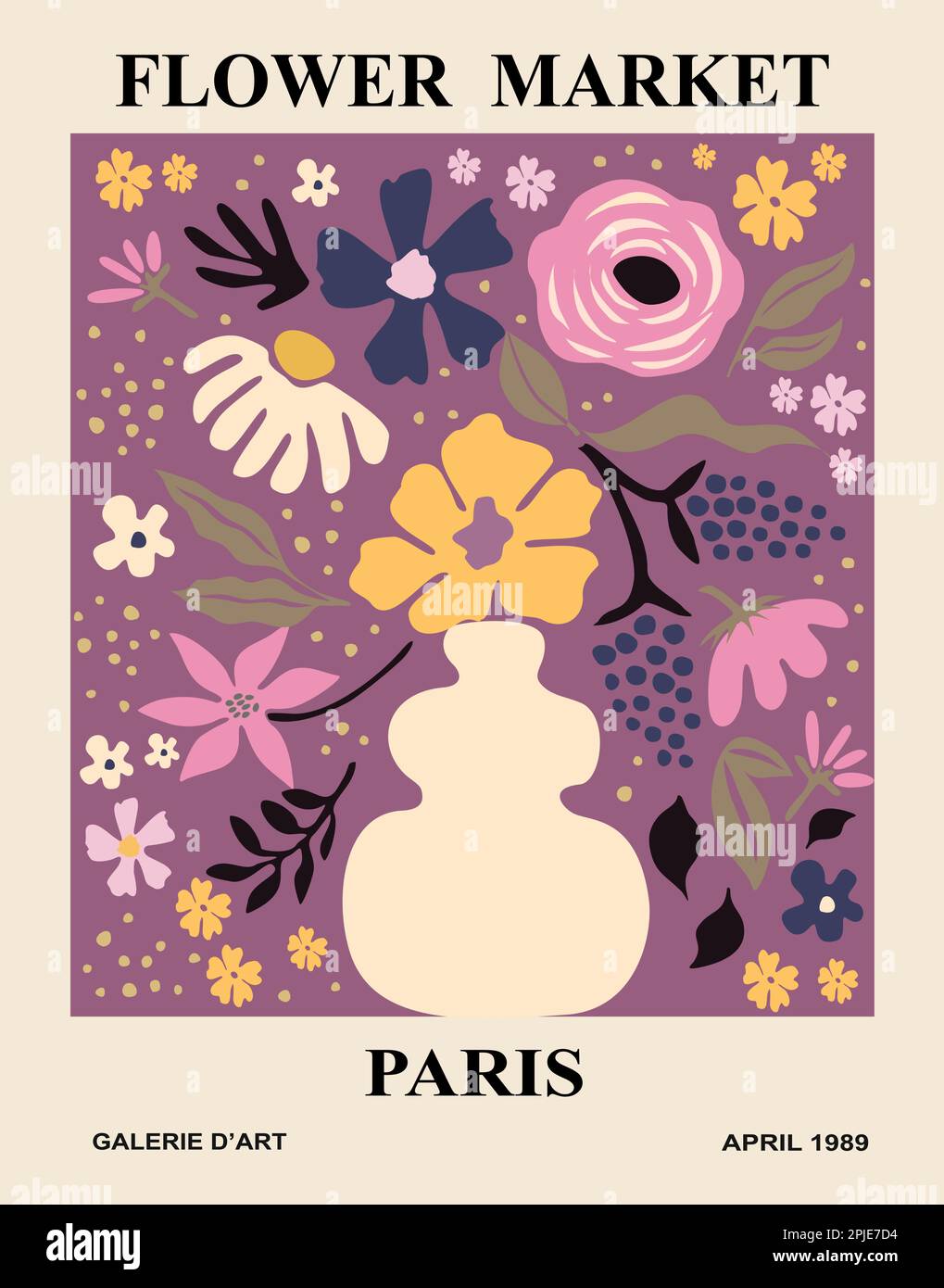 Abstract poster Flower Market Print Paris vector Stock Vector Image ...