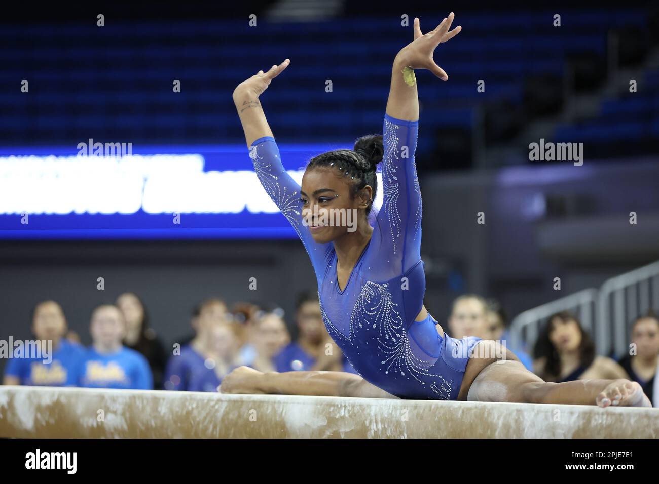 Los Angeles, CA. 1st Apr, 2023. Selena Harris (UCLA) competes on the ...