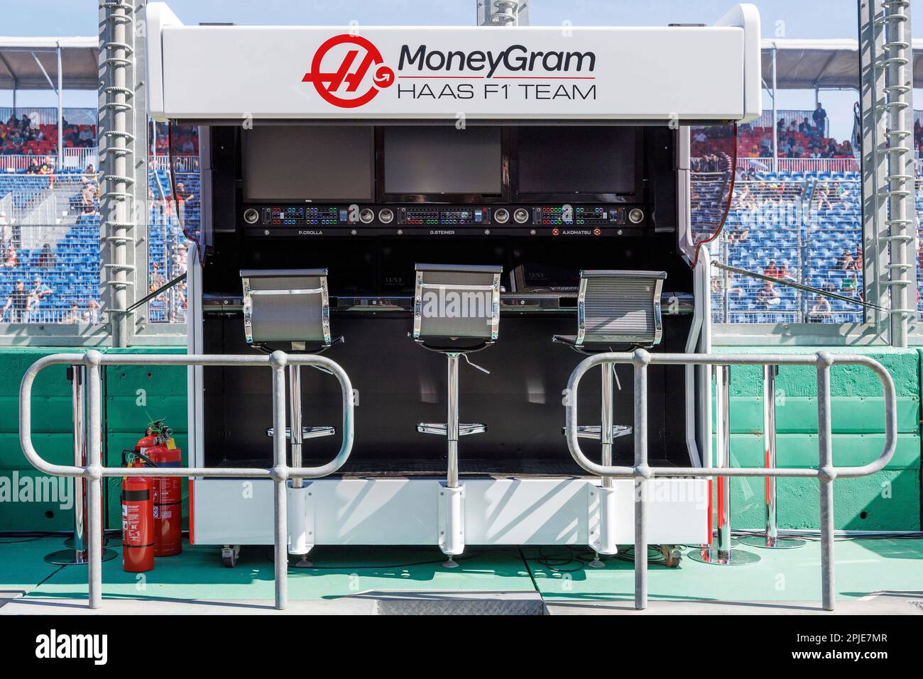 April 2, 2023, Melbourne, Australia: The pit wall box of the MoneyGram ...