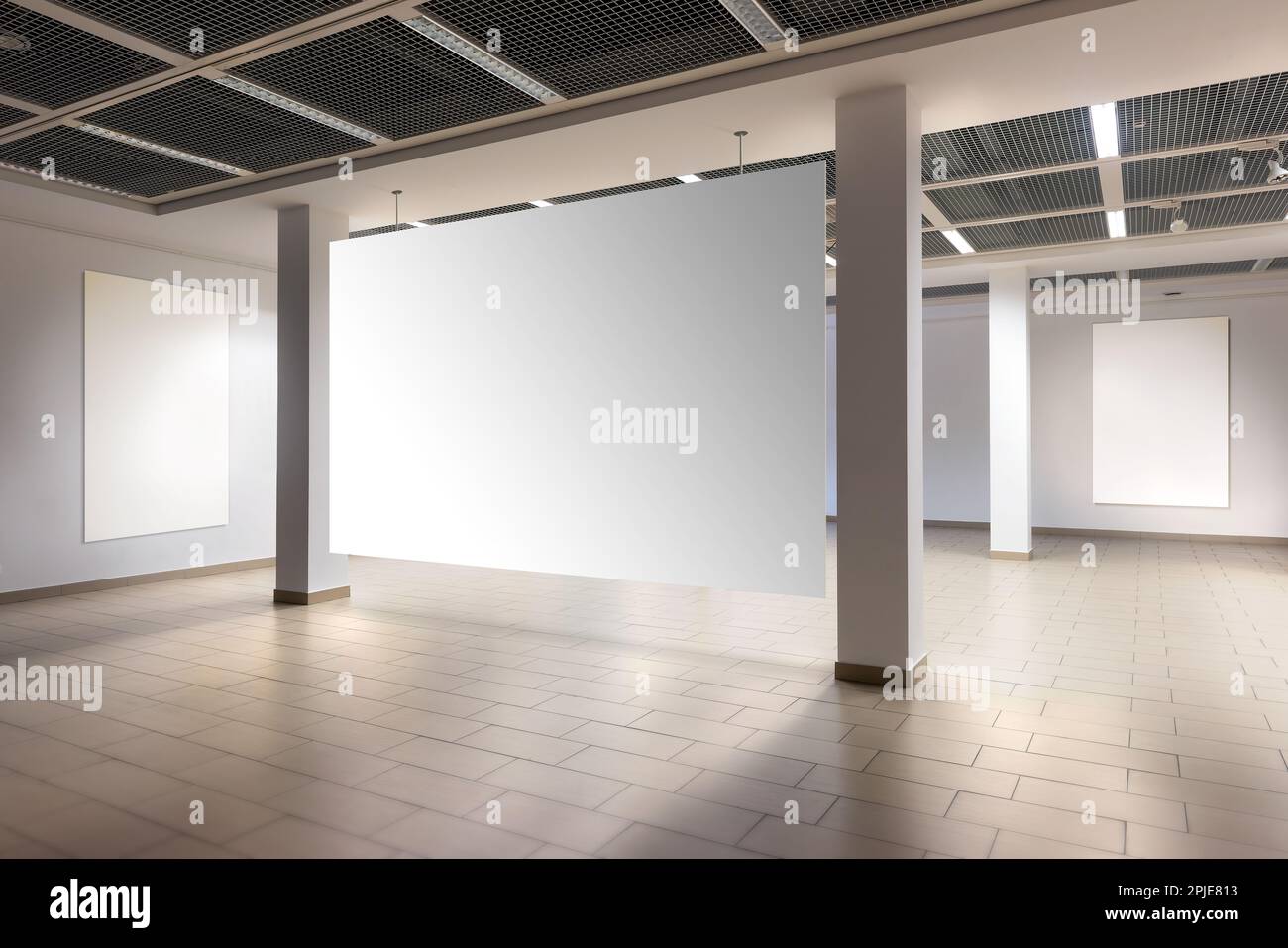 3D Rendering of Poster Exhibition Gallery Mockups in a Hall Interior ...