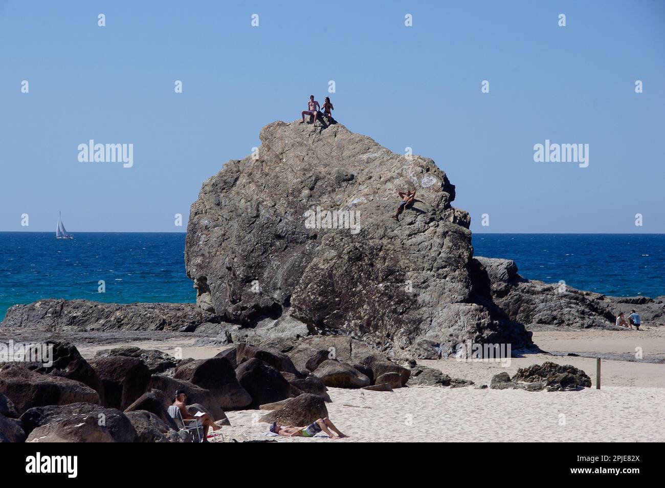 Currumbin Point rock at northern end of Currumbin Beach on the Gold ...