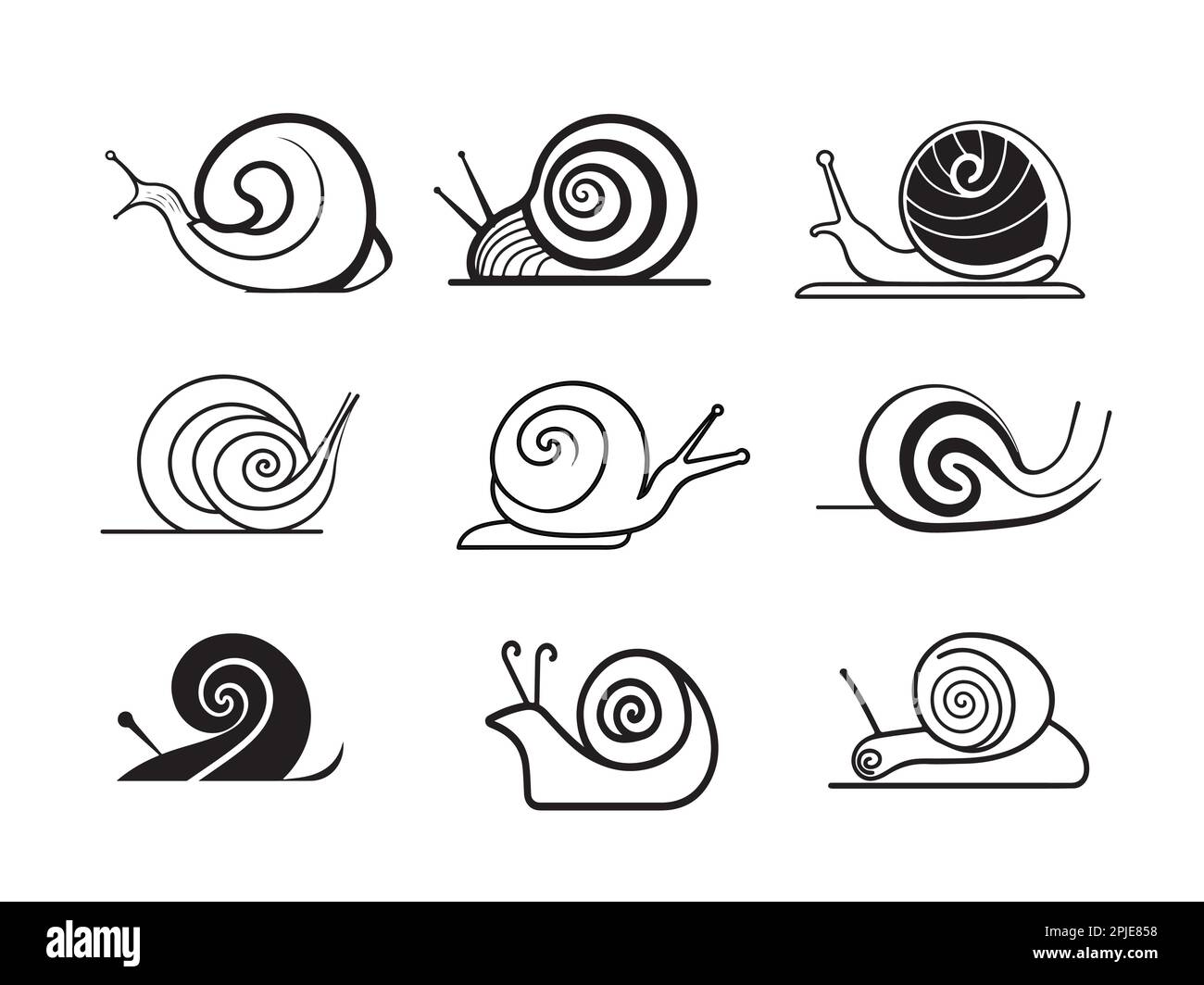Snail collection icons hand drawn sketch illustration Stock Vector ...