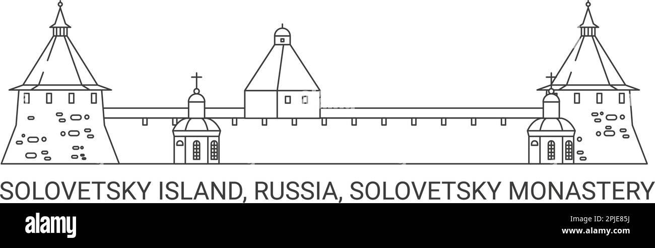 Russia, Solovetsky Island, Solovetsky Monastery, travel landmark vector ...