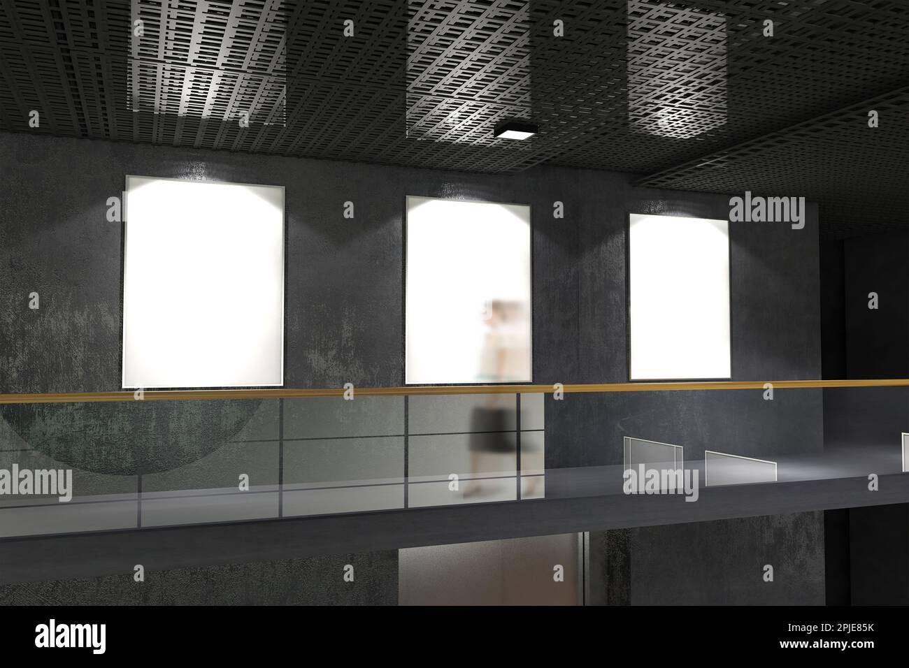 Poster Exhibition Gallery Hall Interior 3D Rendering Stock Photo - Alamy