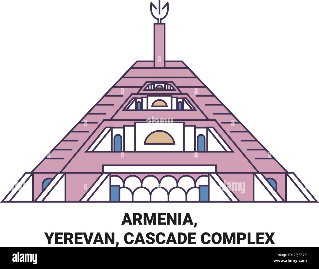 Armenia, Yerevan, Cascade Complex travel landmark vector illustration ...