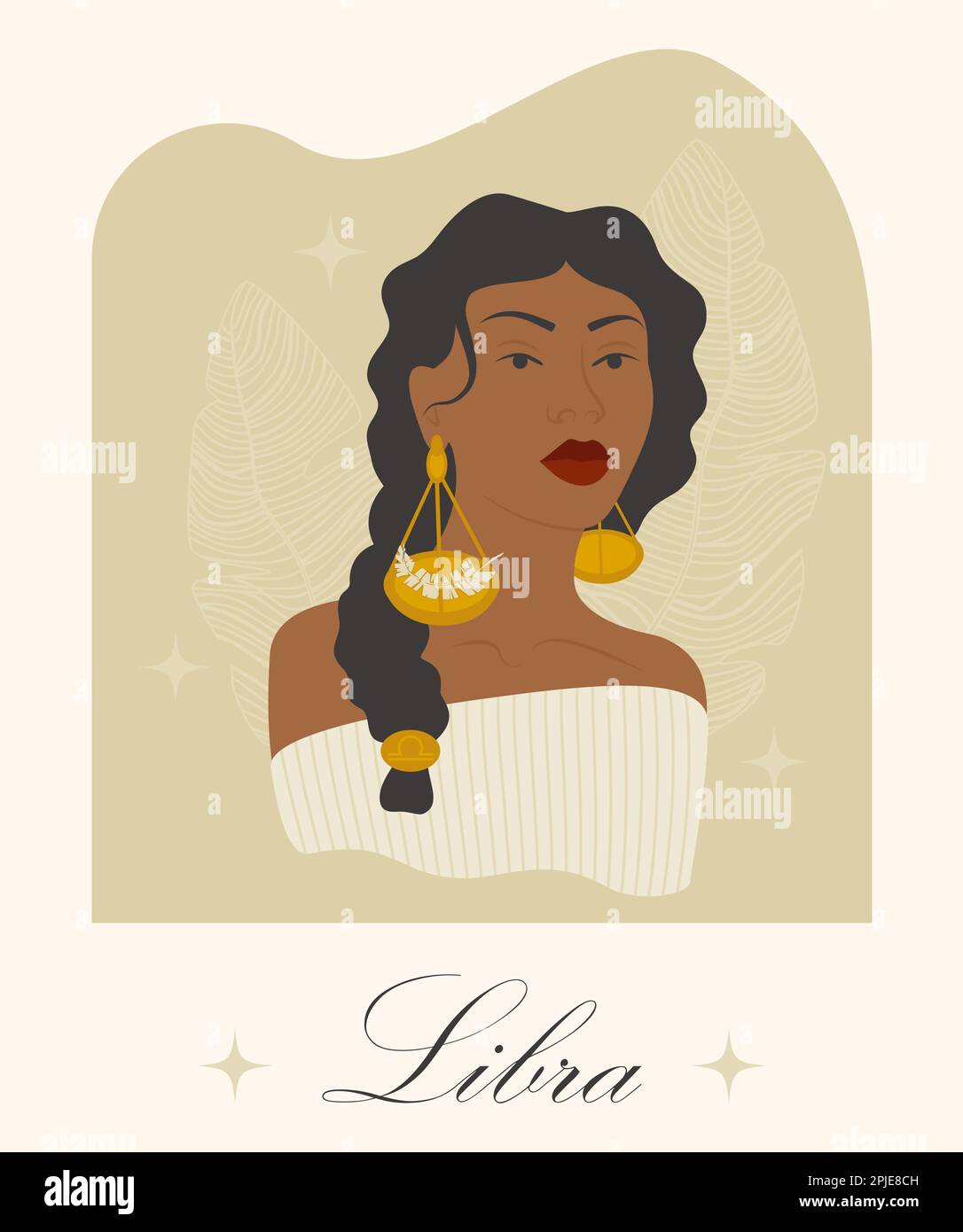 Libra zodiac sign afro woman cartoon vector illustration. Air ...