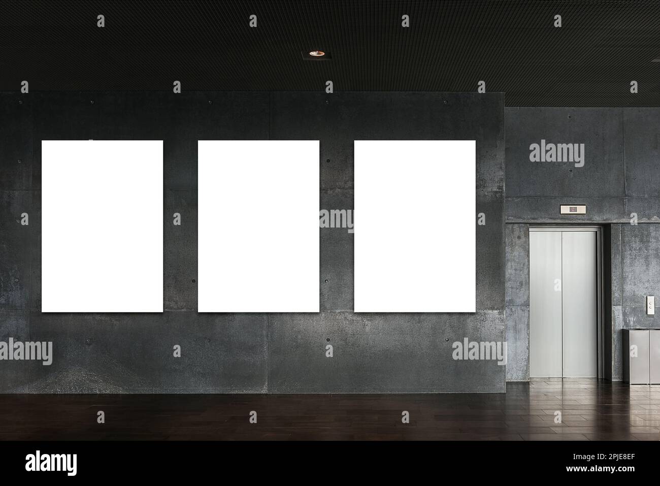 Poster Exhibition Gallery Mockups hall interior 3D Rendering Stock ...