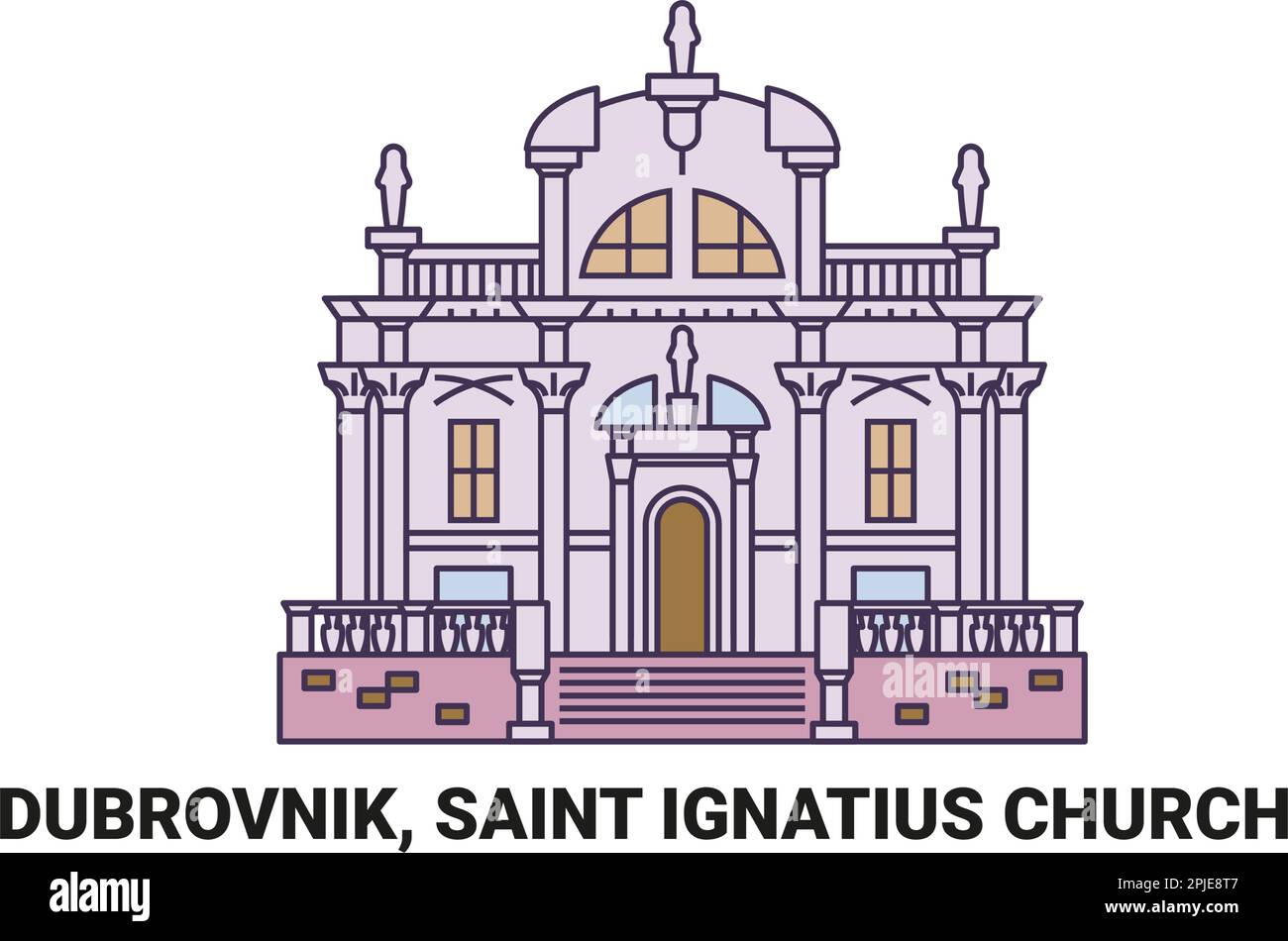 Croaita, Dubrovnik, Saint Ignatius Church, travel landmark vector ...