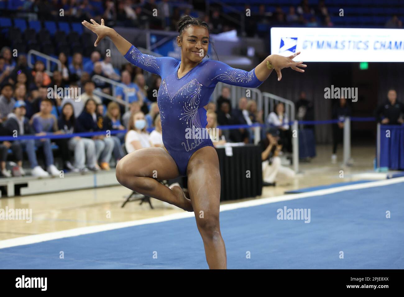 Los Angeles, CA. 1st Apr, 2023. Selena Harris (UCLA) competes on the ...