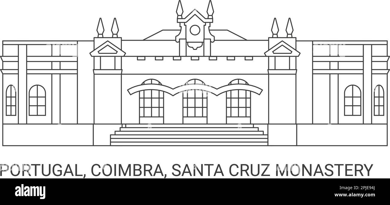 Portugal, Coimbra, Santa Cruz Monastery, travel landmark vector ...