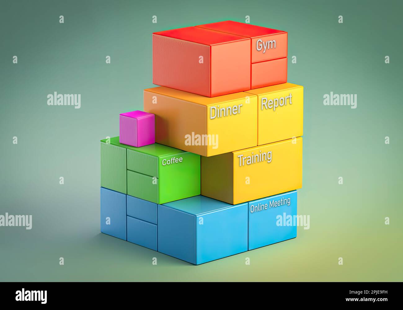 Blocks with different parts of the day and the work day. time blocking ...
