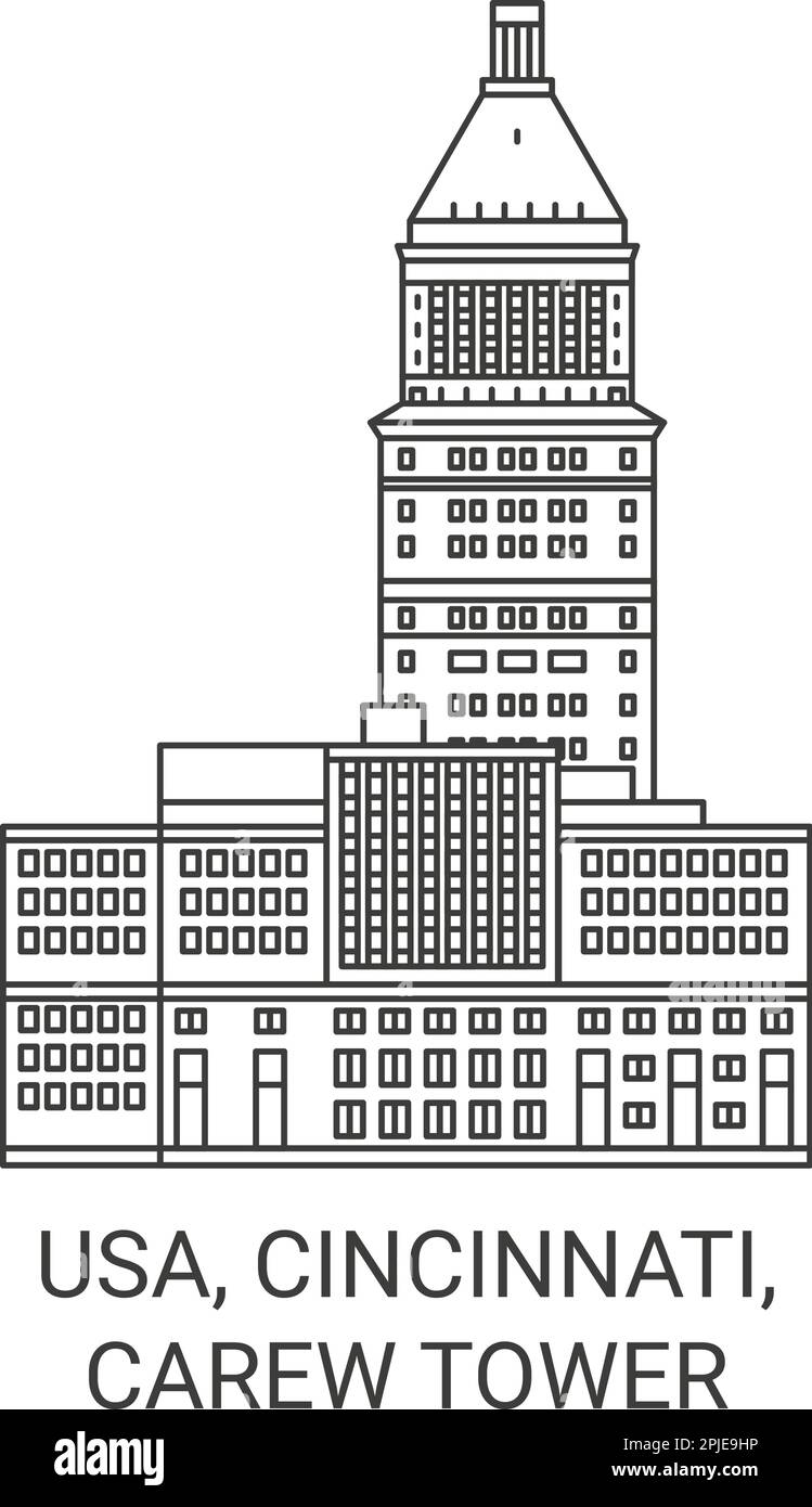 Usa, Cincinnati, Carew Tower travel landmark vector illustration Stock ...