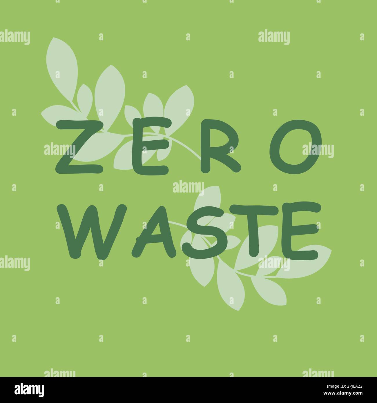 Zero waste lettering with green leaves, vector illustration Stock ...