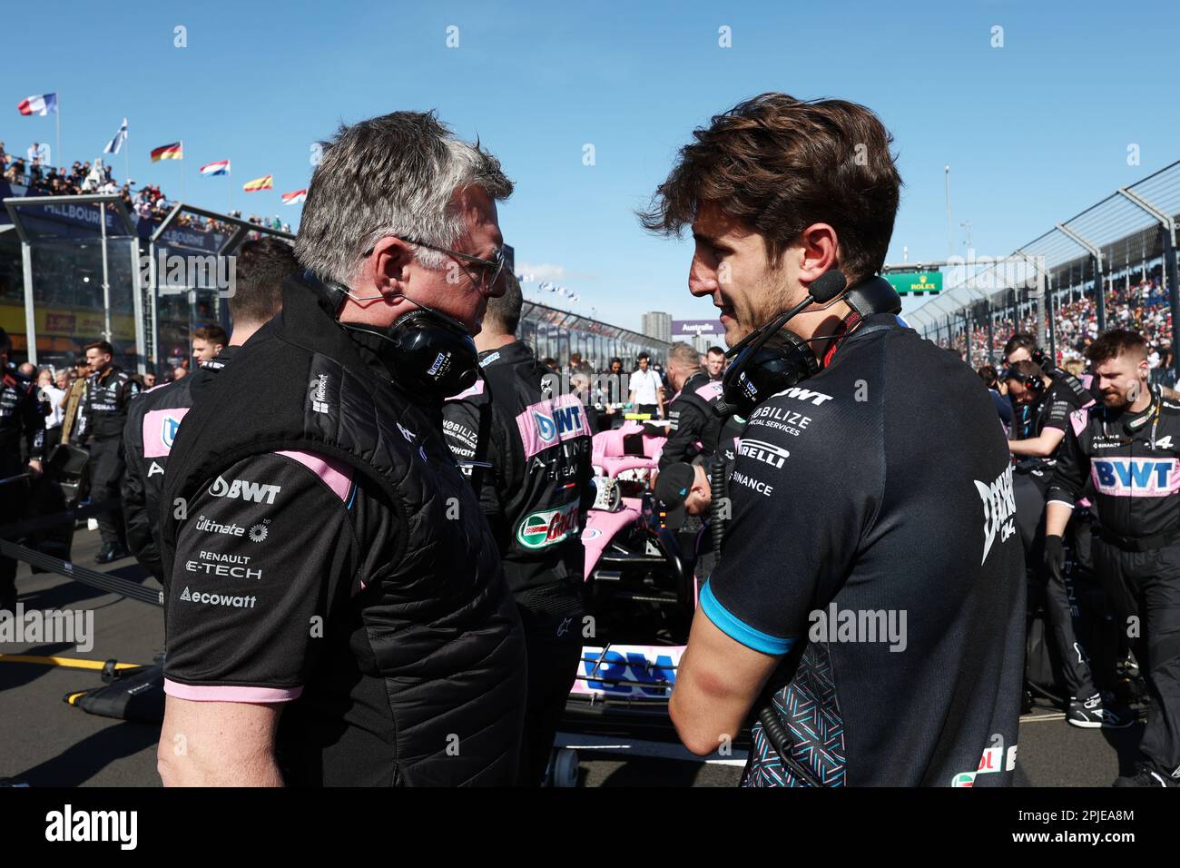 Melbourne, Australia. 02nd Apr, 2023. (L to R): Otmar Szafnauer (USA) Alpine F1 Team, Team ...