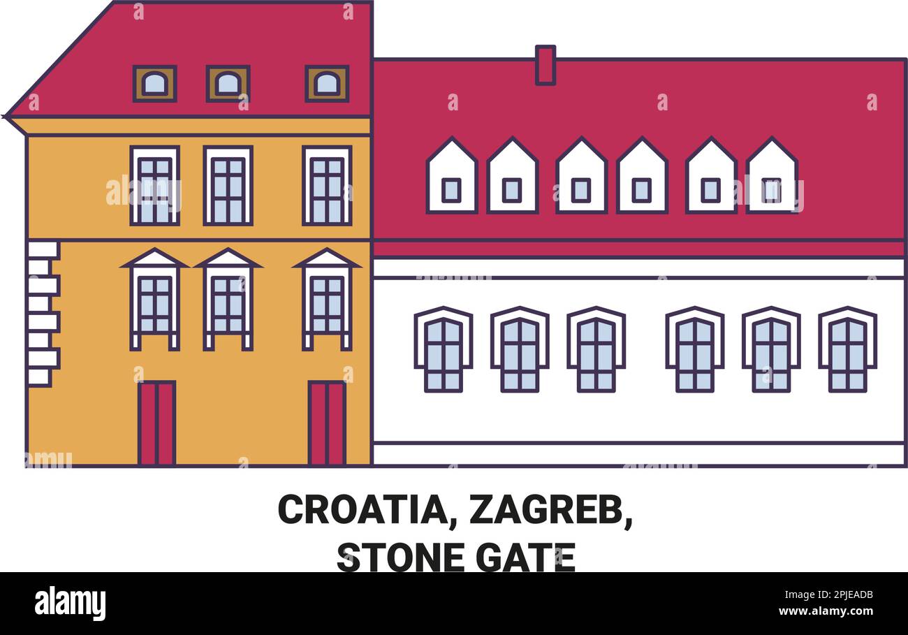 Croatia, Zagreb, Stone Gate travel landmark vector illustration Stock ...
