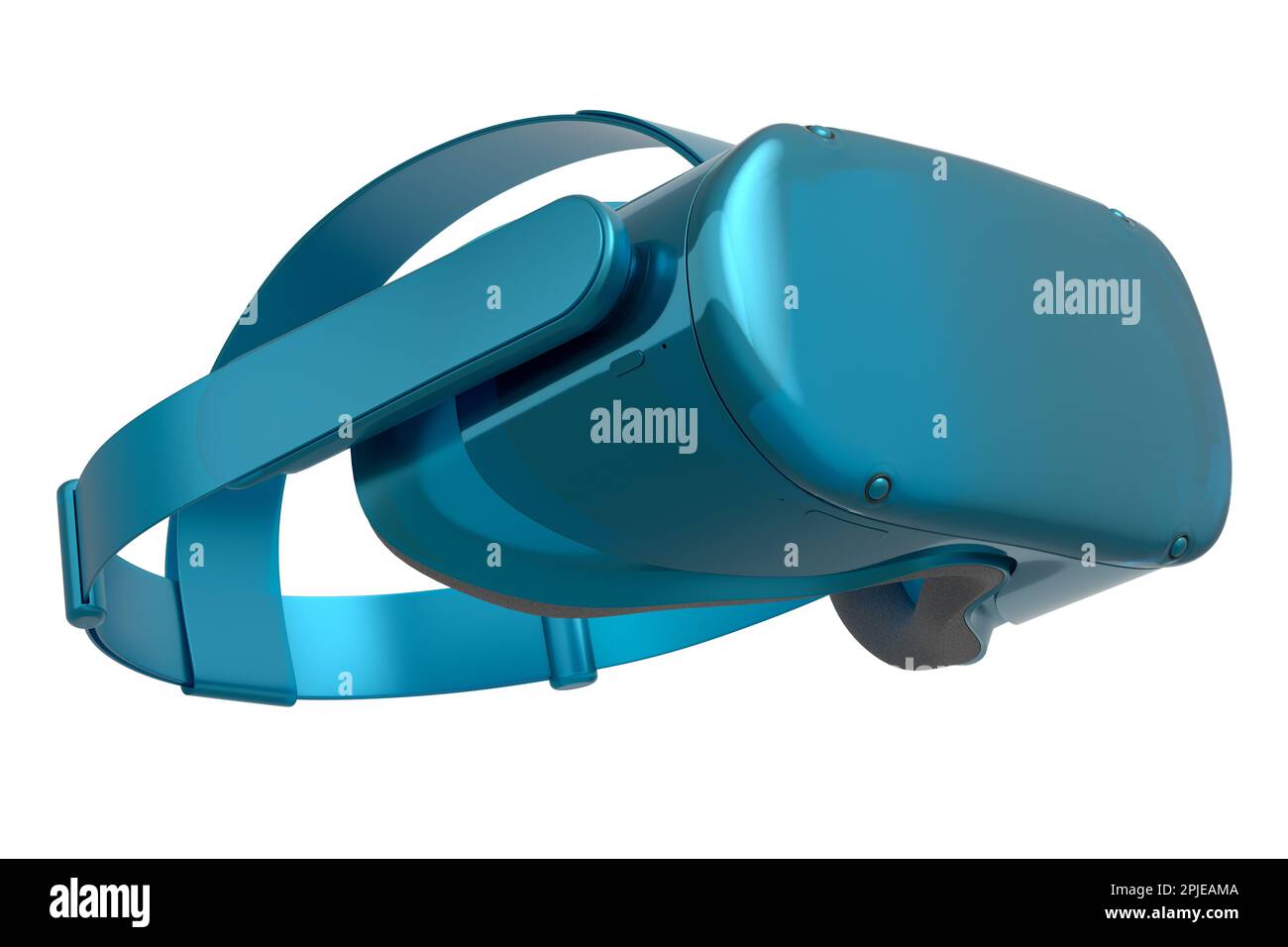 Realistic virtual reality glasses with blue chrome texture isolated on ...