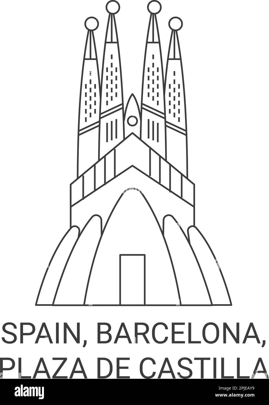 Spain, Barcelona, Sagrada Familia travel landmark vector illustration ...