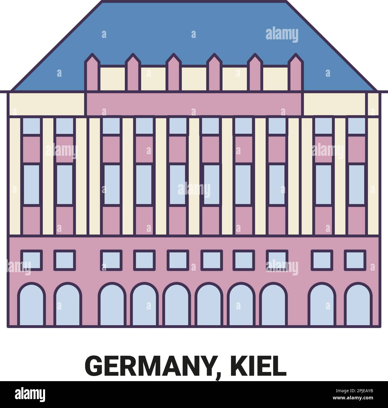 Germany, Kiel travel landmark vector illustration Stock Vector Image ...
