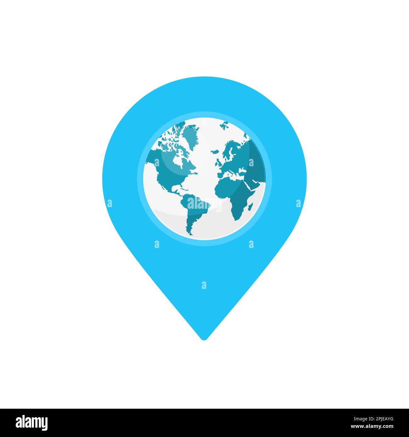 Location map pin pointer with Earth globe inside. Vector illustration isolated on white ...