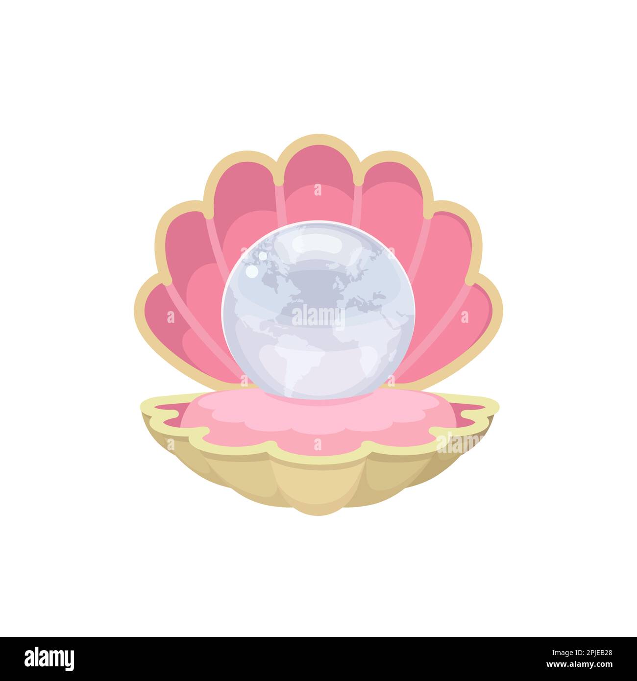 Earth Globe as pearl in open seashell. Vector illustration isolated on ...