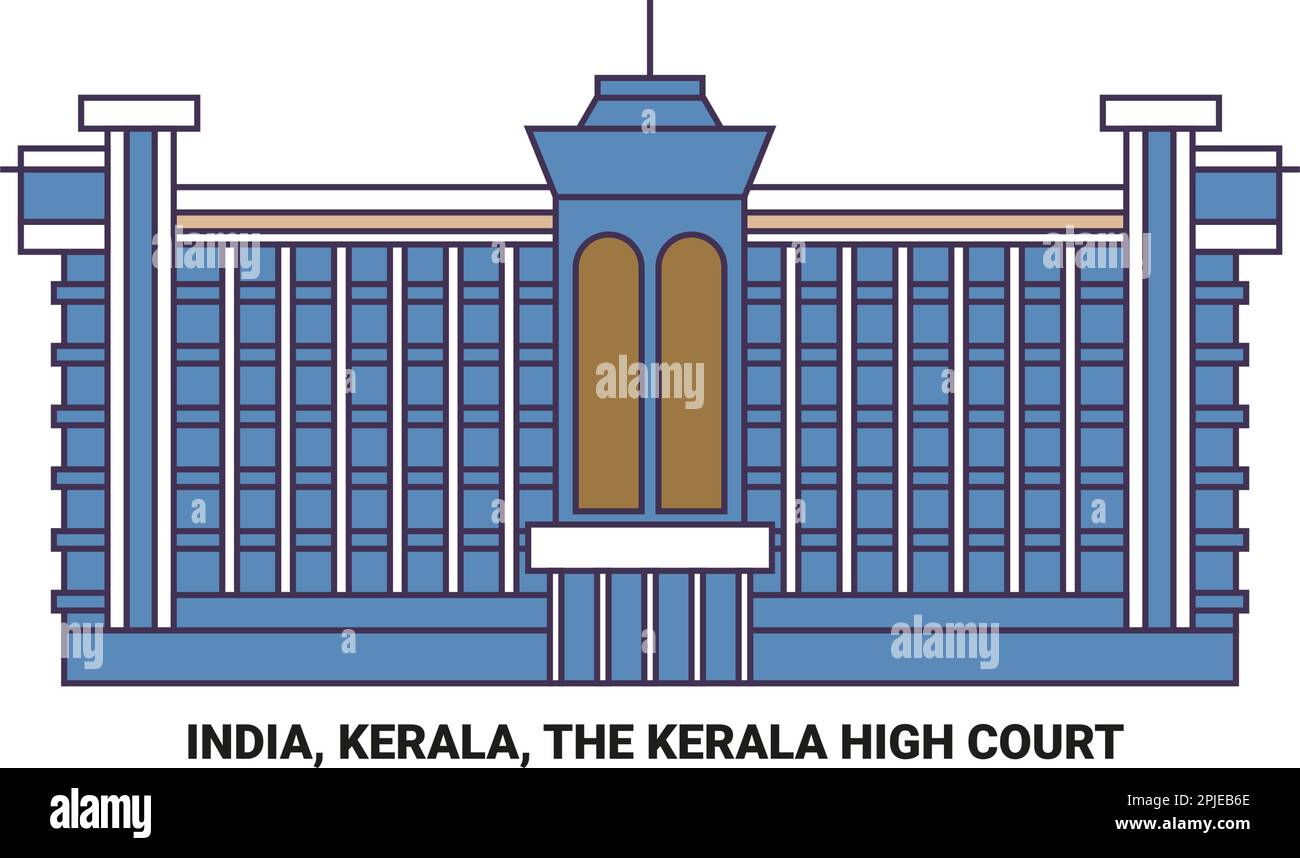 India, Kerala, The Kerala High Court travel landmark vector ...