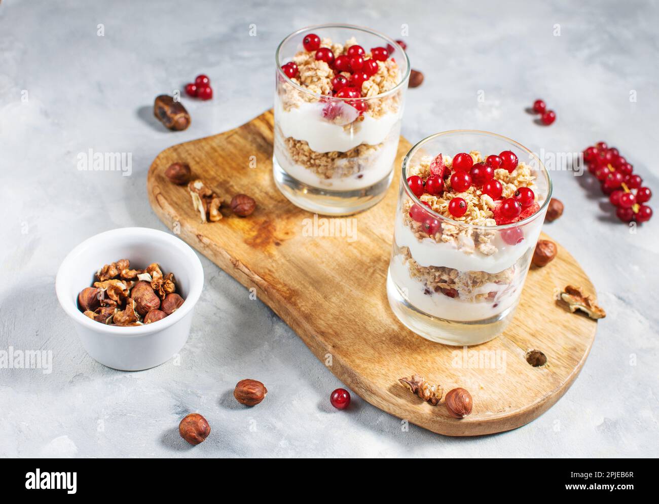 Healthy breakfast menu concept. Morning granola breakfast with berries ...
