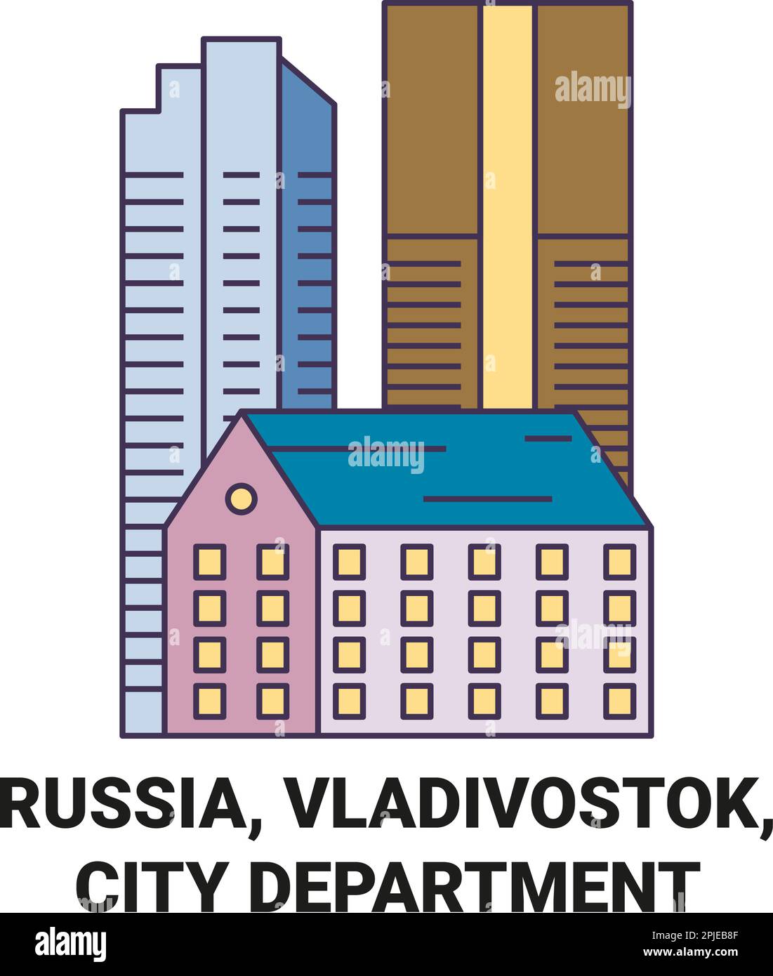 Russia, Vladivostok, City Department travel landmark vector ...